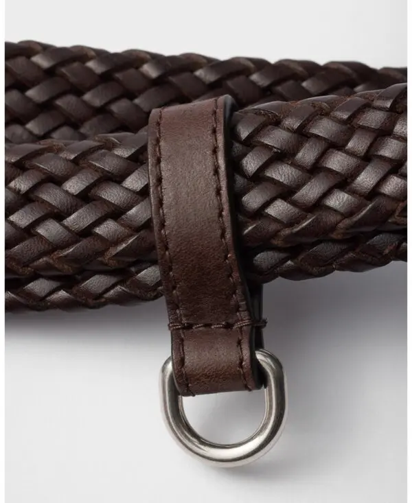 Prada Narrow Braided Leather Belt