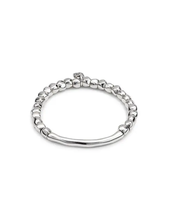 UNODE50 Sterling Plated Beaded Bracelet With Tubular Piece - Silver