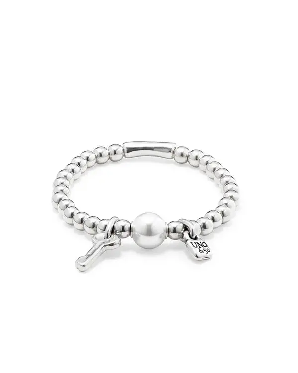 UNODE50 Sterling Plated Beaded Bracelet With Pearl - Silver