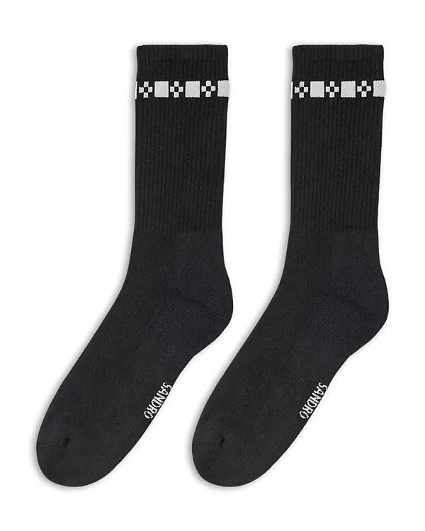 Sandro Embroidered Fine Knit Socks - Black