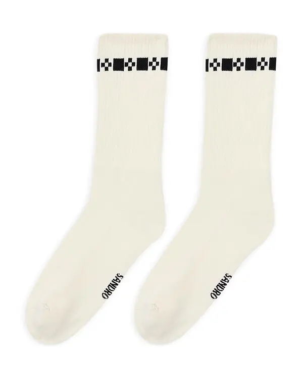 Sandro Embroidered Fine Knit Socks - Off White