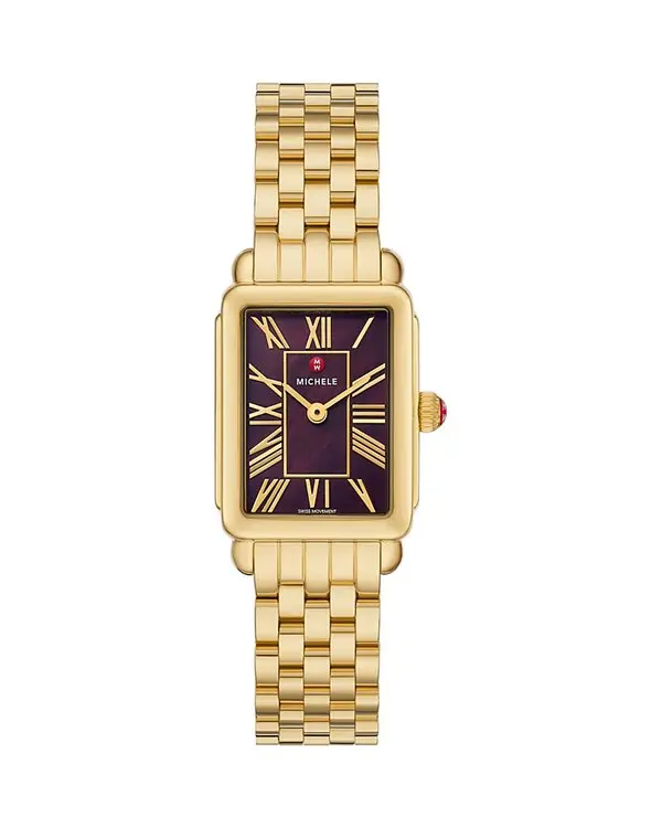 Michele Deco Park Watch, 23mm X 29mm - Red/gold