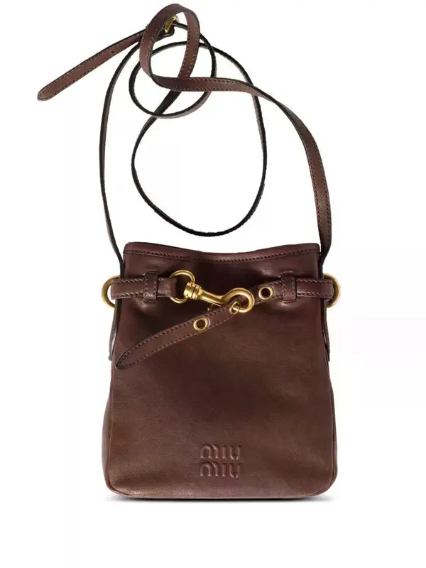 Miu Miu Embossed-logo Leather Pouch - Brown