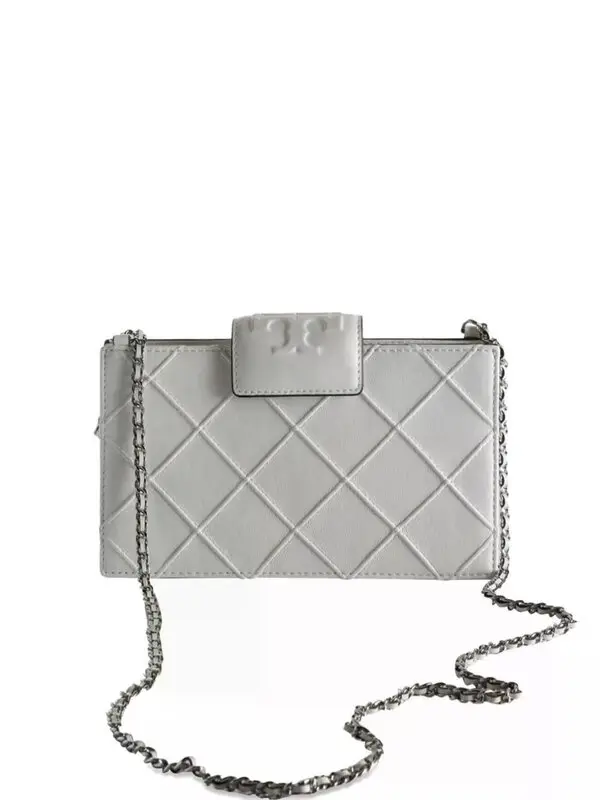 Tory Burch Mini Fleming Quilted Chain Crossbody Bag - White