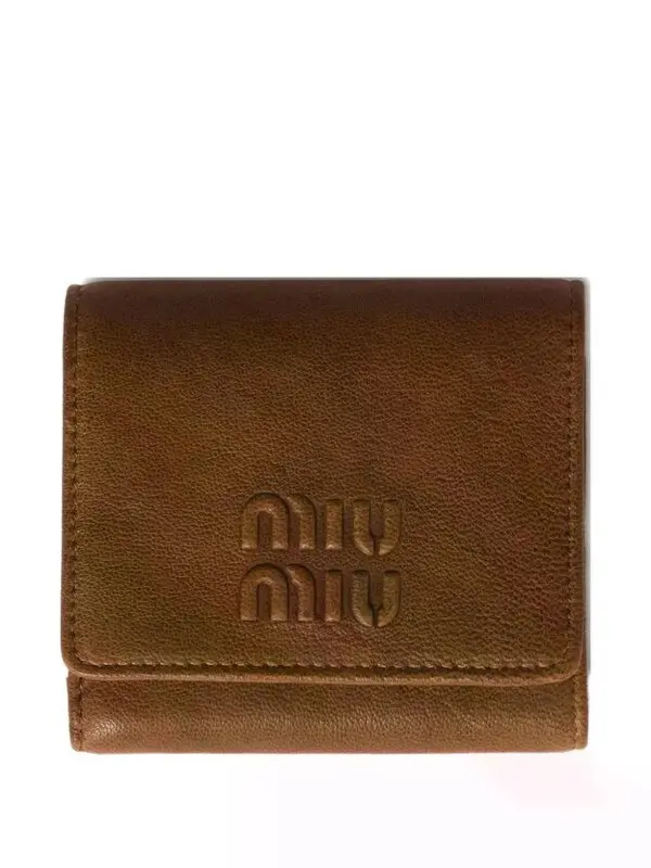 Miu Miu Logo-embossed Leather Wallet - Brown