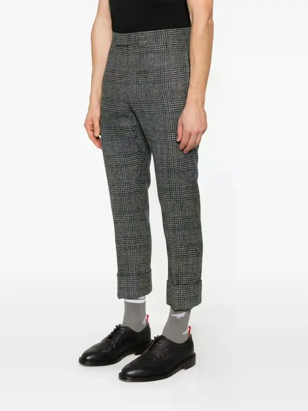 Thom Browne Prince Of Wales-pattern Tweed Trousers - Grey