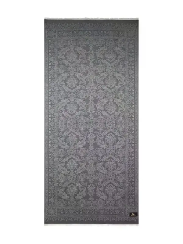 Etro Paisley-pattern Fringed Scarf - Grey