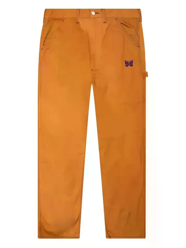 Needles X Smith's Butterfly-embroidered Twill Trousers - Orange