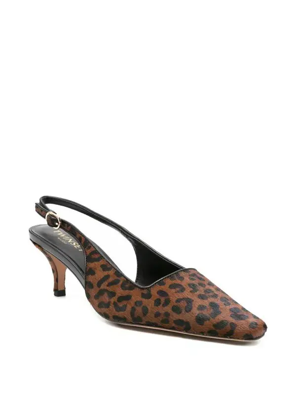 TWINSET 70mm Leopard Print Slingback Pumps
