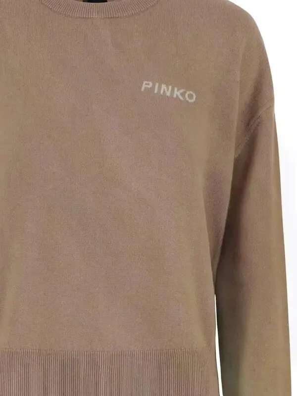 Pinko Love Birds-logo Crew-neck Sweater - Neutrals