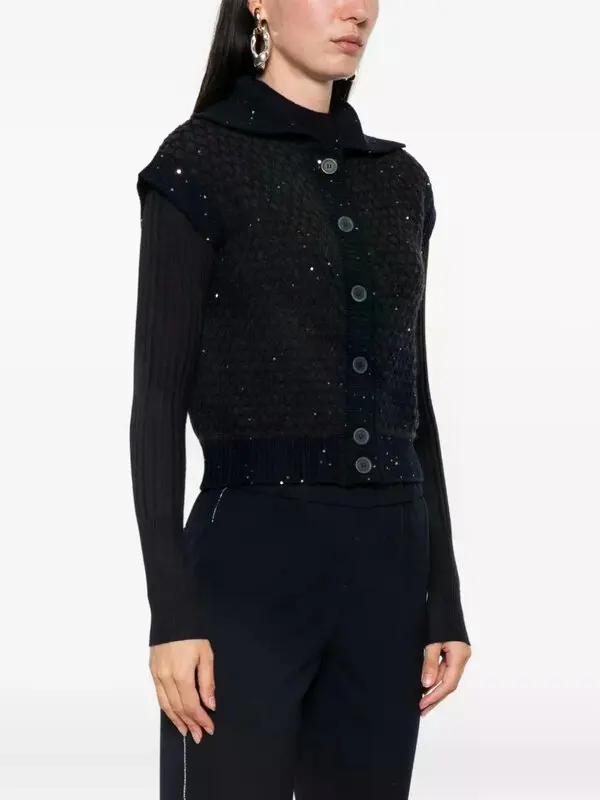 Peserico Embellished Buttoned Vest - Blue