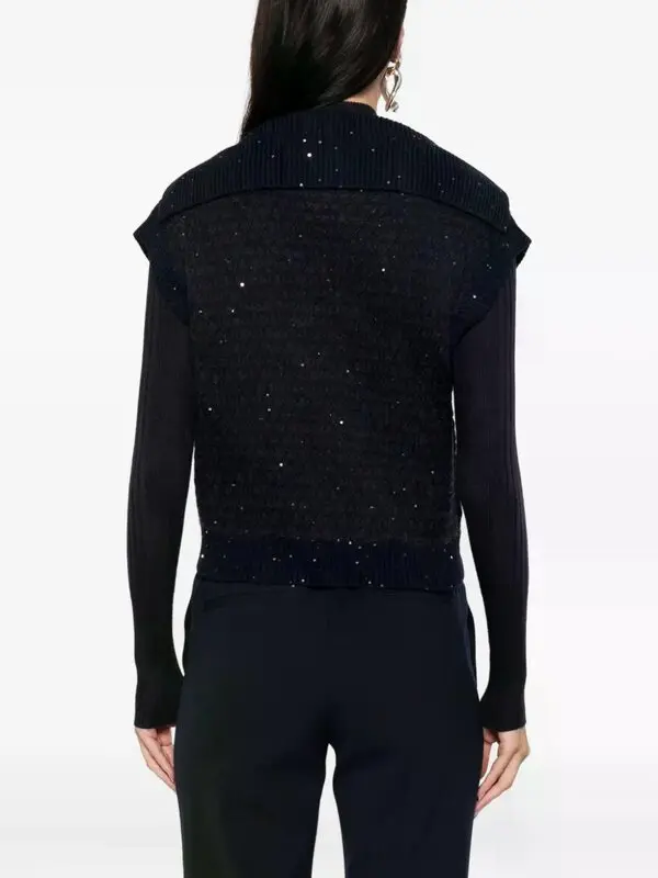 Peserico Embellished Buttoned Vest - Blue