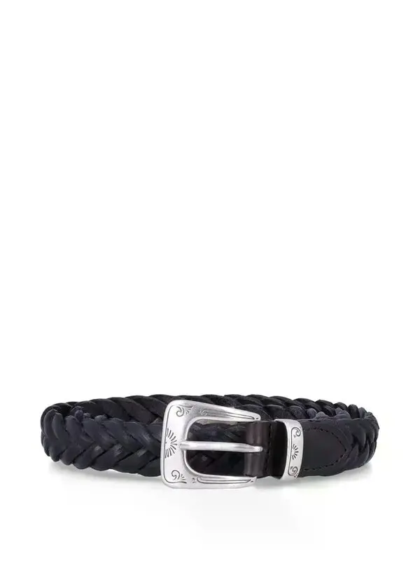 FABRIZIO MANCINI Norvegia Braided Leather Belt - Black
