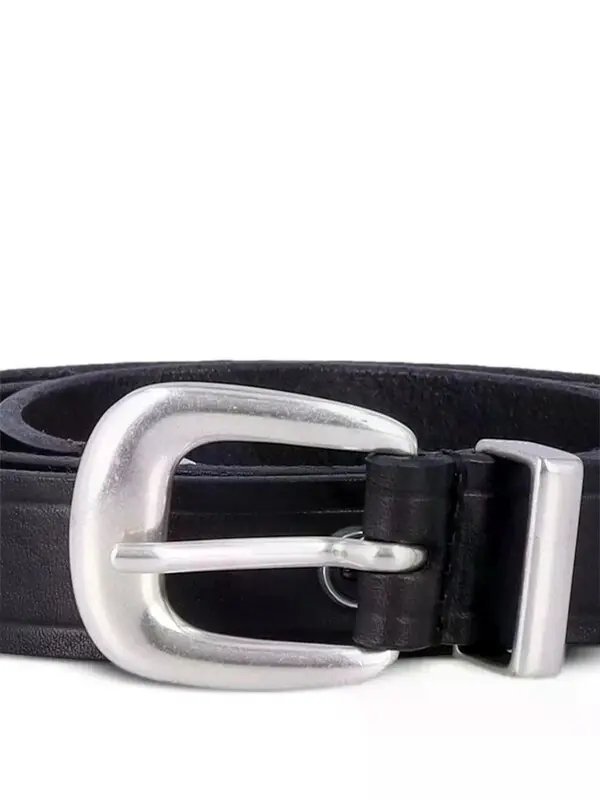 FABRIZIO MANCINI Norvegia Embossed-buckle Leather Belt - Black