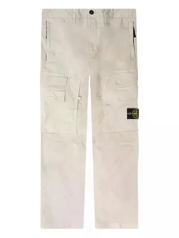 Stone Island Cargo Trousers With Logo Appliqu - Neutrals