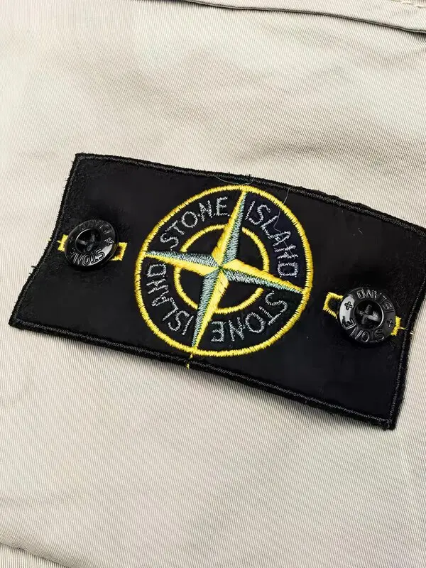 Stone Island Cargo Trousers With Logo Appliqu - Neutrals