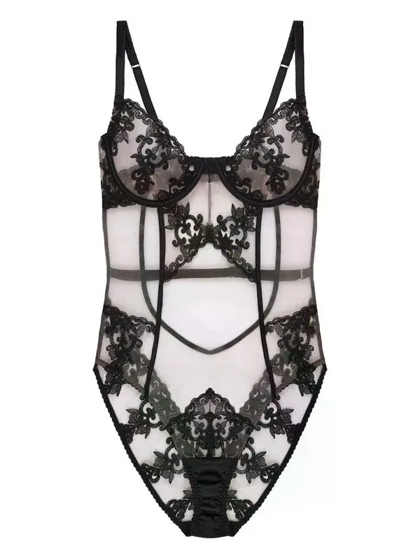 FLEUR OF ENGLAND Onyx Floral-lace Body - Black