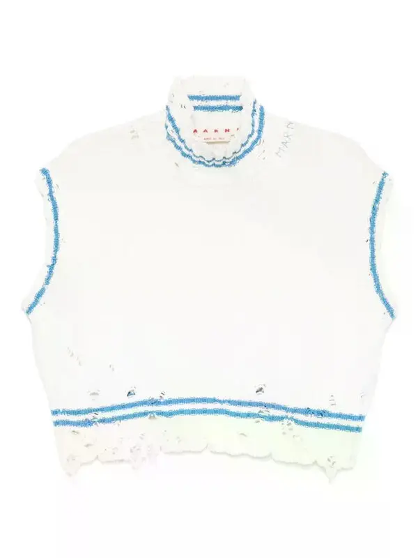Marni Frayed-hem Sleeveless Top - White