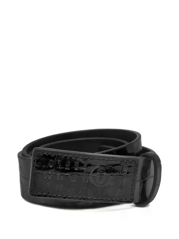 MAISON MARGIELA Crocodile-effect Leather Belt - Black