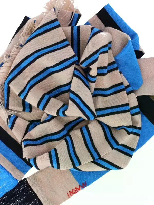 Marni Striped Fringed Scarf - Blue