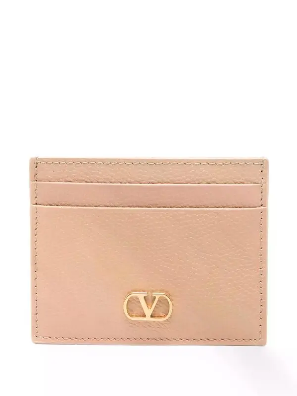 Valentino Garavani Leather Logo Card Holder - Neutrals