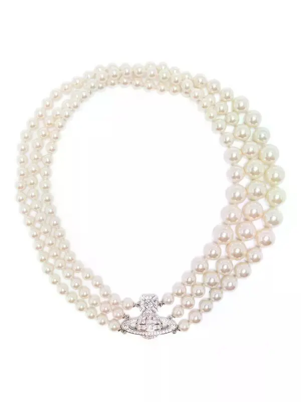 VIVIENNE WESTWOOD Orb Faux-pearl Necklace - Silver
