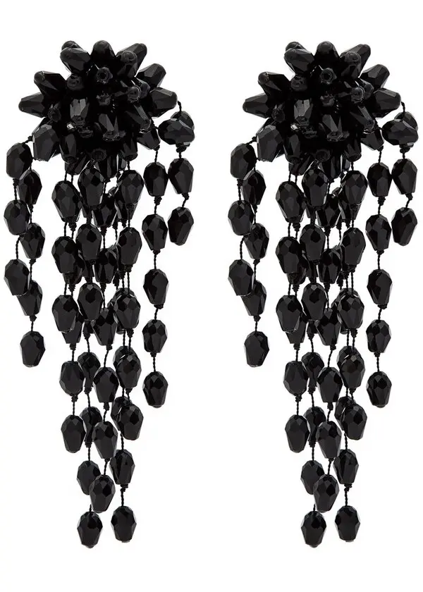 Isabel Marant Hanabi Beaded Clip-on Drop Earrings - Black