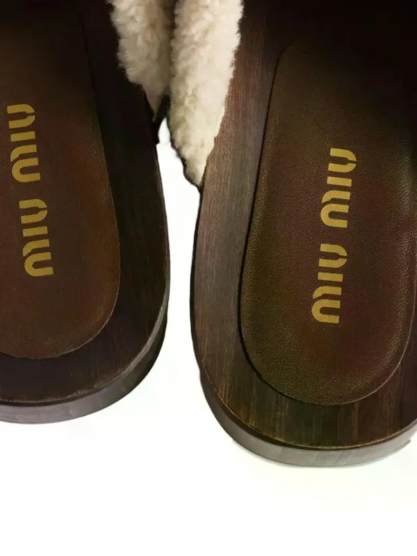 Miu Miu Suede Mules With Shearling Trim