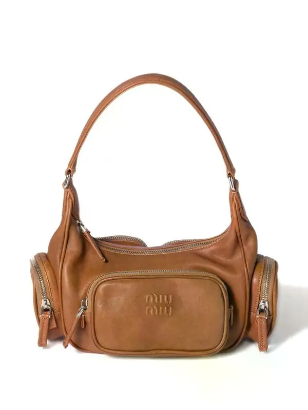 Miu Miu Leather Shoulder Bag With Multiple Pockets