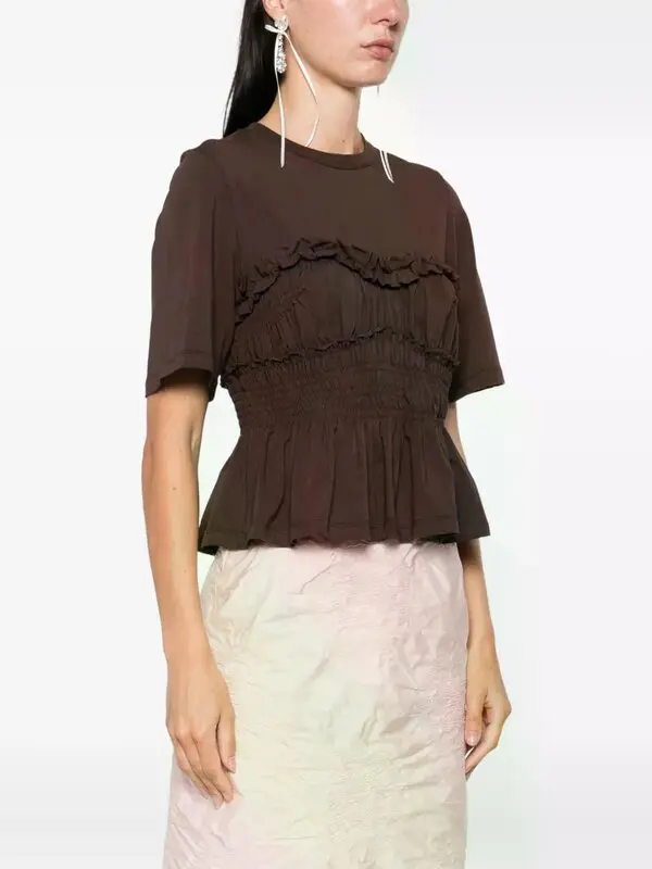 Cecilie Bahnsen Smocked Ruffled Top