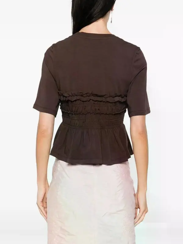 Cecilie Bahnsen Smocked Ruffled Top