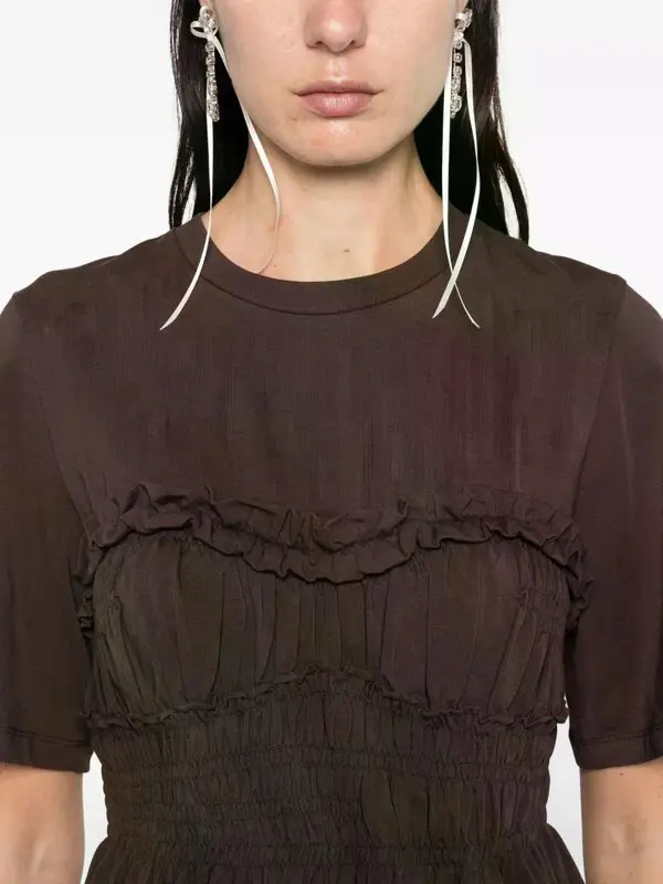 Cecilie Bahnsen Smocked Ruffled Top