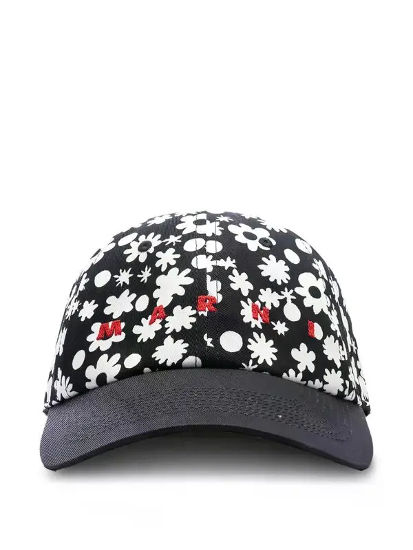 Marni Floral-print Baseball Cap - Black