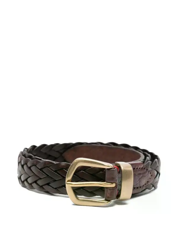 Eleventy Braided Leather Belt - Brown
