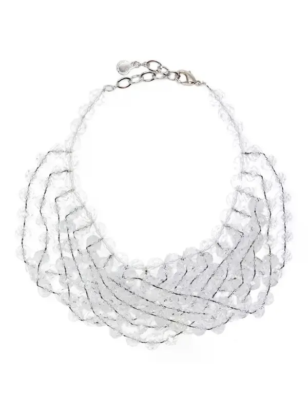Emporio Armani Faceted Spheres Multistrand Necklace - White
