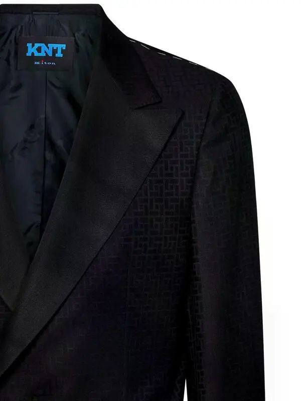Kiton Peak-lapel Geometric-pattern Blazer