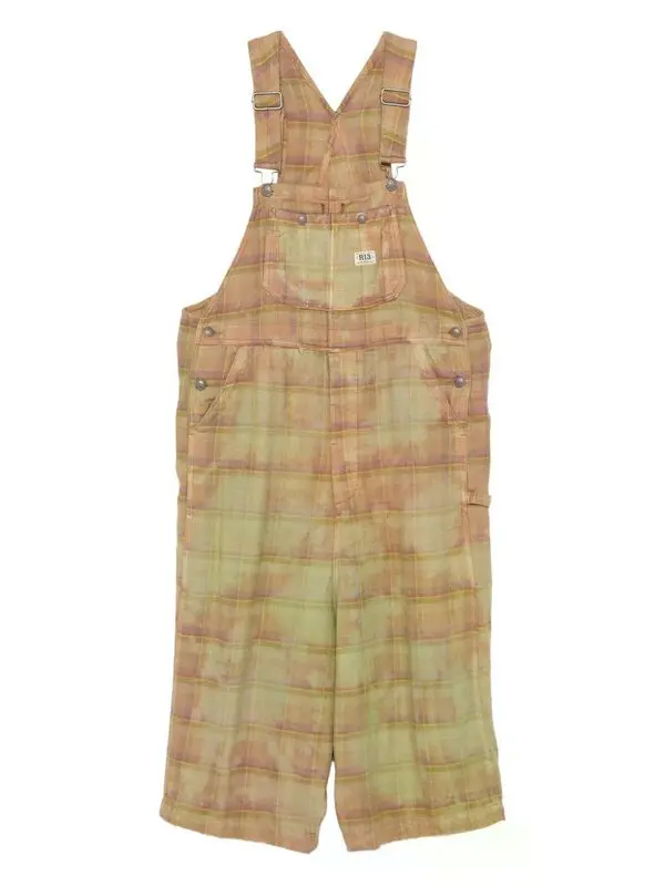 R13 Cotton Plaid Jumpsuit - Neutrals