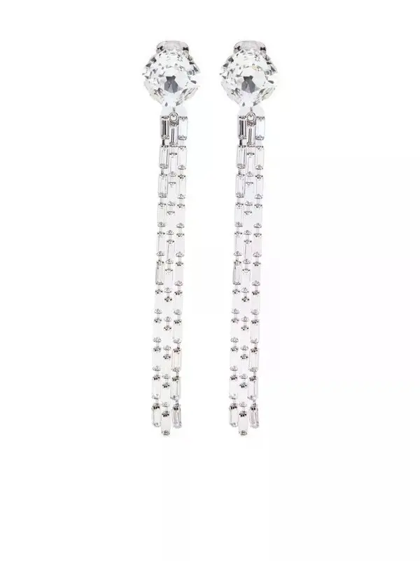 Alessandra Rich Fringe-detail Drop Earrings - Silver