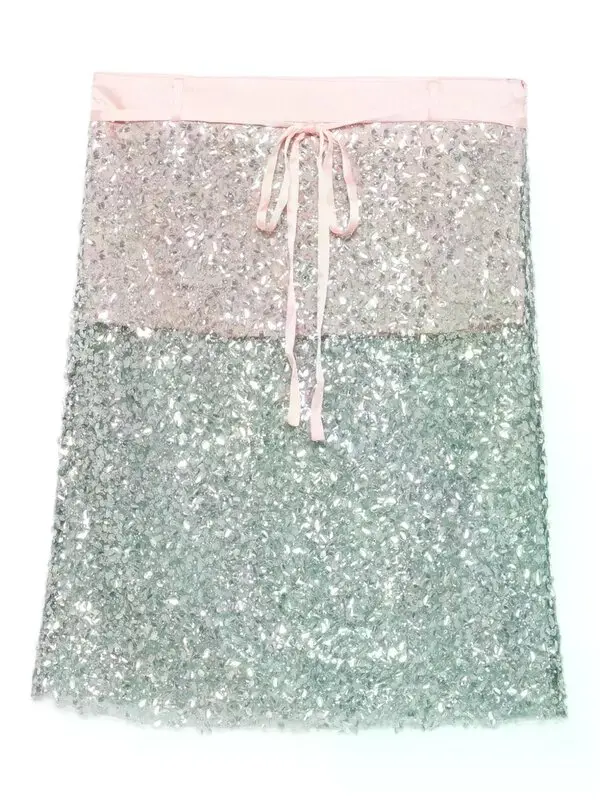 SIEDRES Sequin-embellished Drawstring Mini Skirt - Green