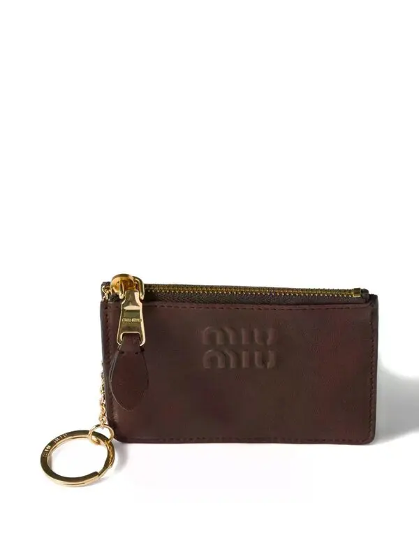 Miu Miu Nappa Leather Card Holder - Brown