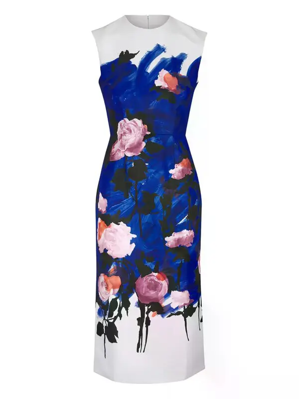 Erdem Floral-print Midi Dress - Blue