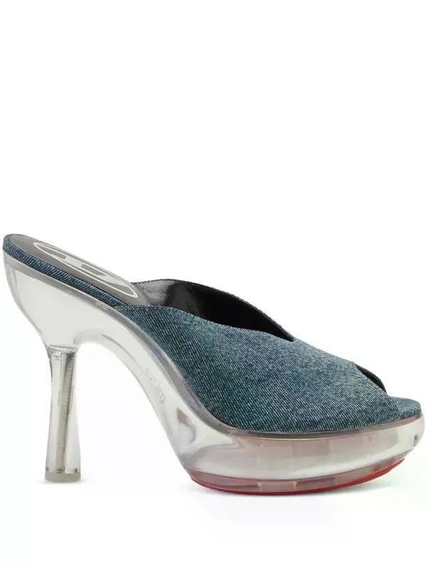 DIESEL® D-lake Platform Mules In Denim And Acrylic Glass