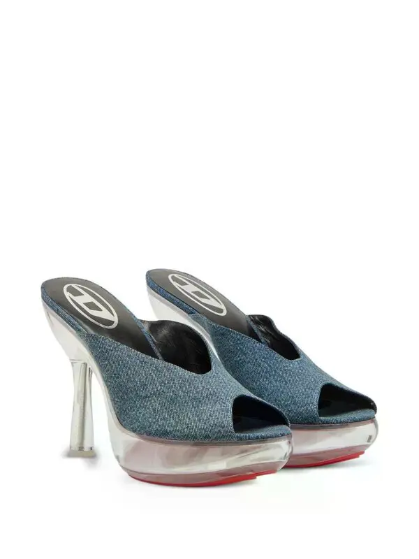 DIESEL® D-lake Platform Mules In Denim And Acrylic Glass