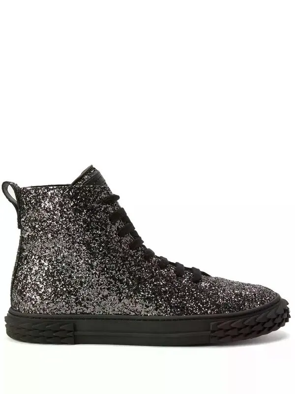 GIUSEPPE ZANOTTI Glitter High-top Sneakers - Silver