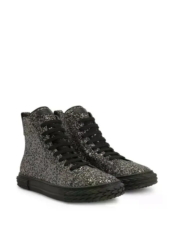 GIUSEPPE ZANOTTI Glitter High-top Sneakers - Silver