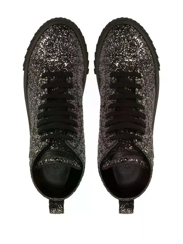 GIUSEPPE ZANOTTI Glitter High-top Sneakers - Silver