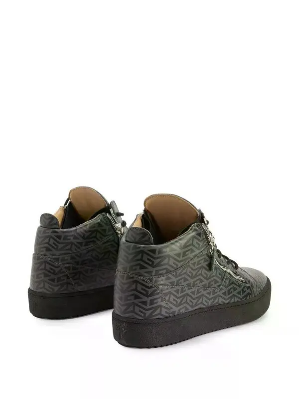 GIUSEPPE ZANOTTI Kriss Monogram-print Mid-top Sneakers - Black