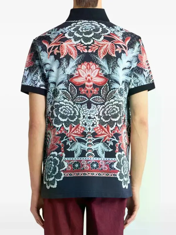 Etro Floral-print Polo Shirt - Blue
