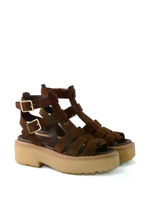 Prada Suede Gladiator Platform Sandals