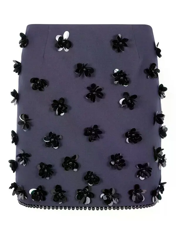 SEMICOUTURE Flower-embellished Mini Skirt - Blue